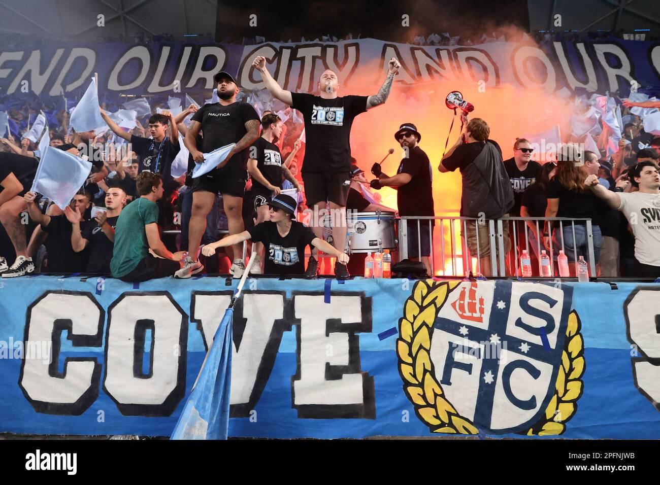 Sydney, Australia. 18th Mar, 2023. Sydney FC, Sydney Cove fans during ...