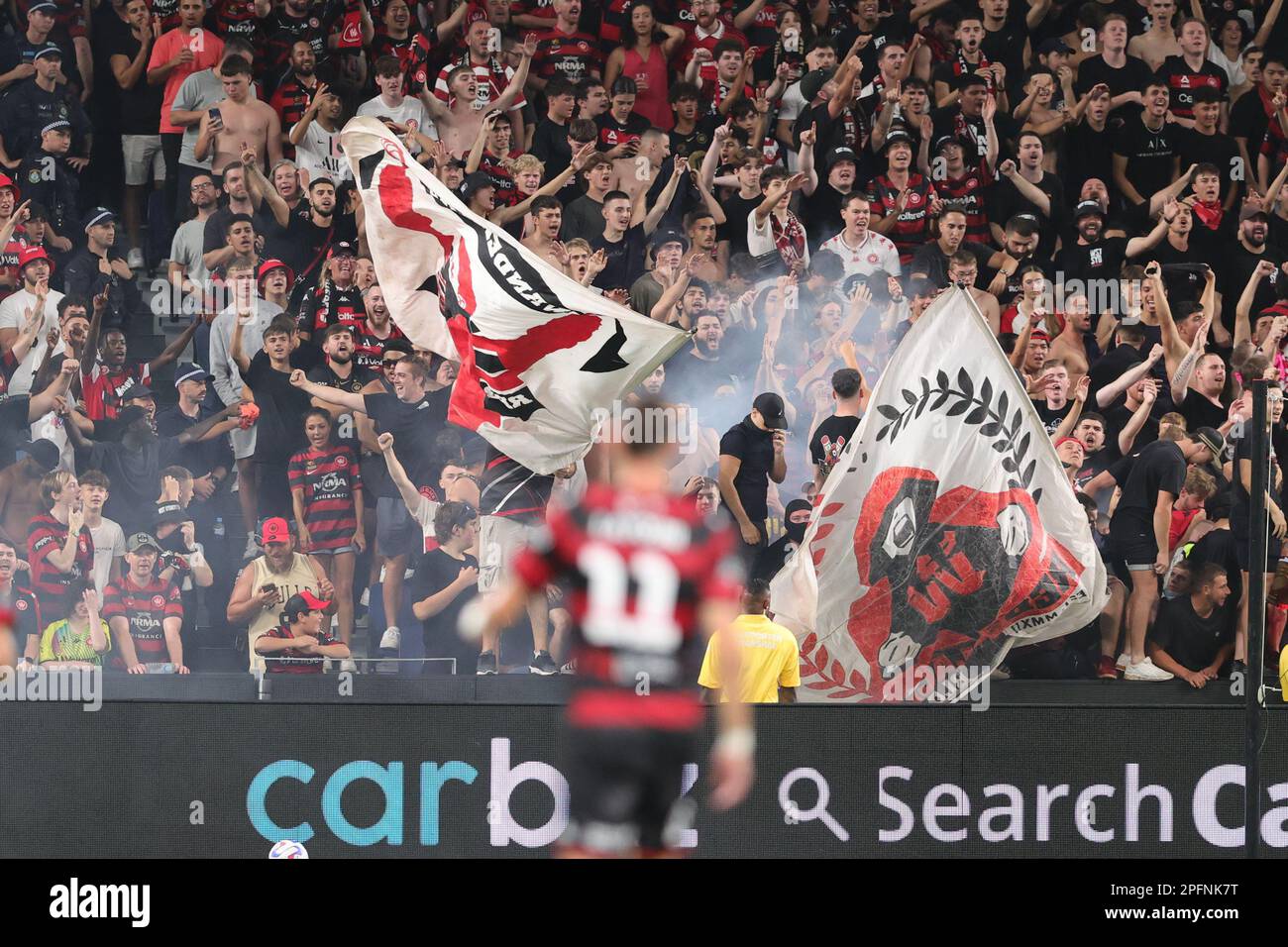 Sydney, Australia. 18th Mar, 2023. Western Sydney fans celebrate the ...