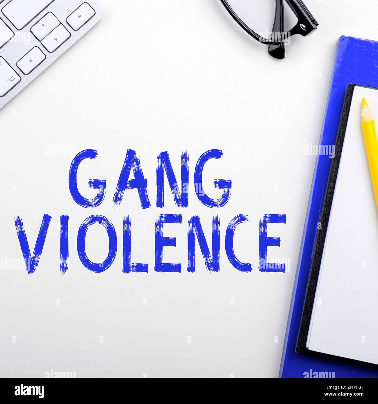 Hand writing sign Gang Violence. Conceptual photo infringement of the ...