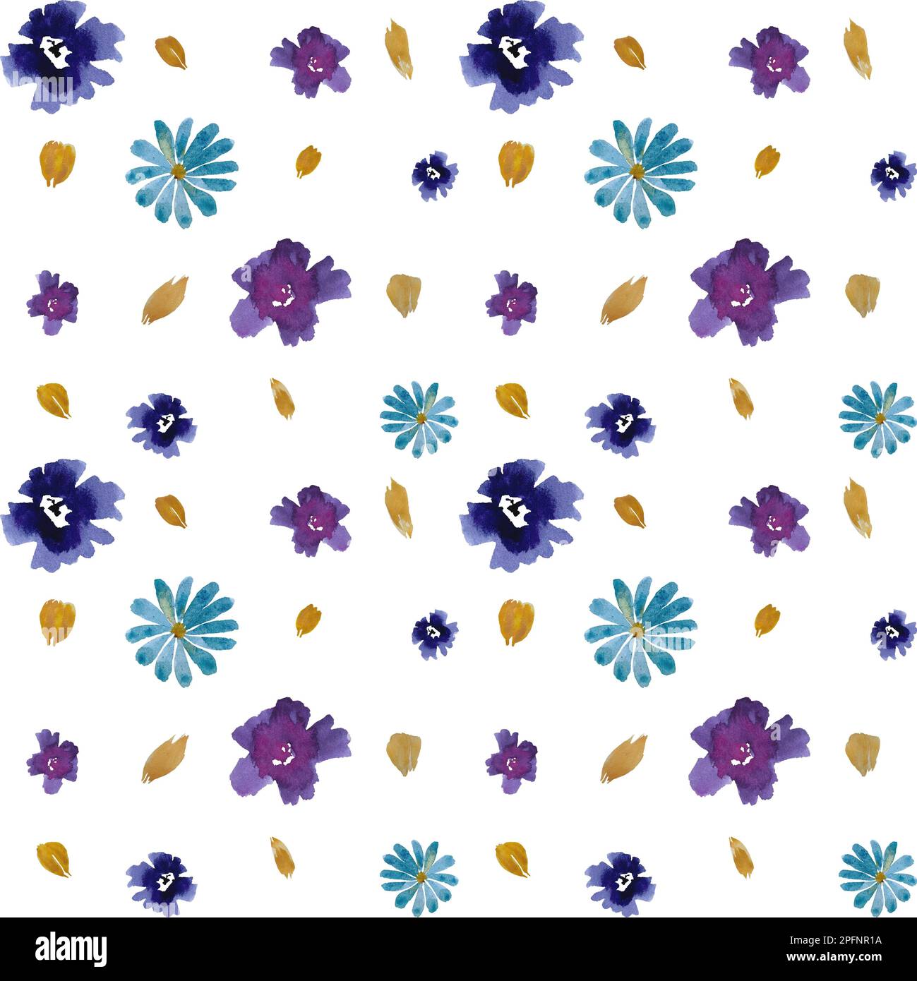 Viola daisy peony petal cute pattern watercolor Stock Photo - Alamy