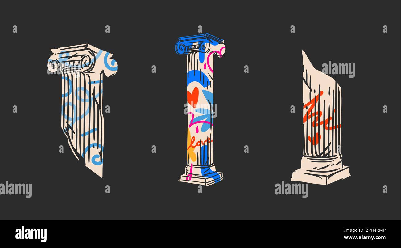 Hand drawn vector abstract outline,graphic,contemporary greek ancient ...