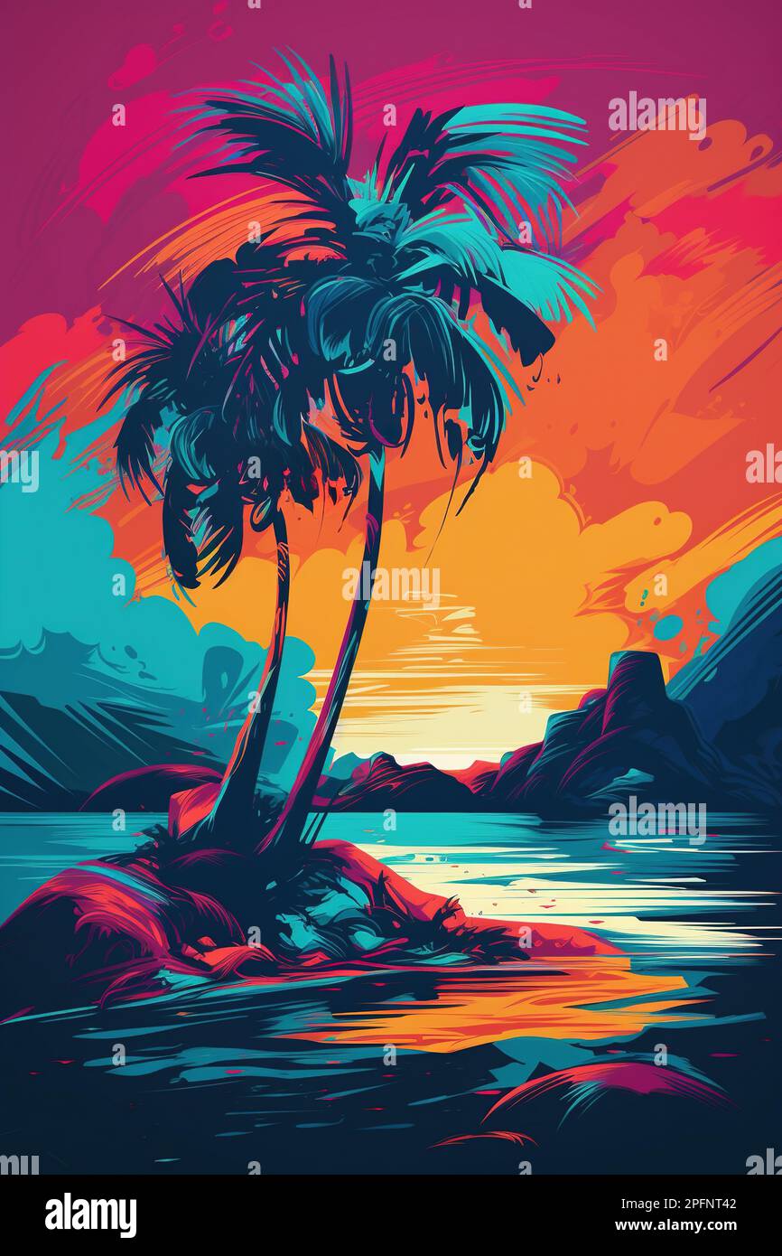 Pop art island hi-res stock photography and images - Alamy