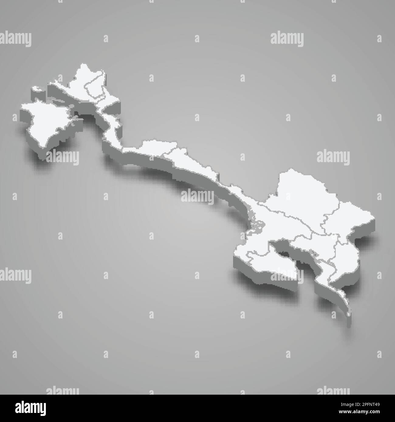 3d isometric map of Puntarenas is a province of Costa Rica isolated ...