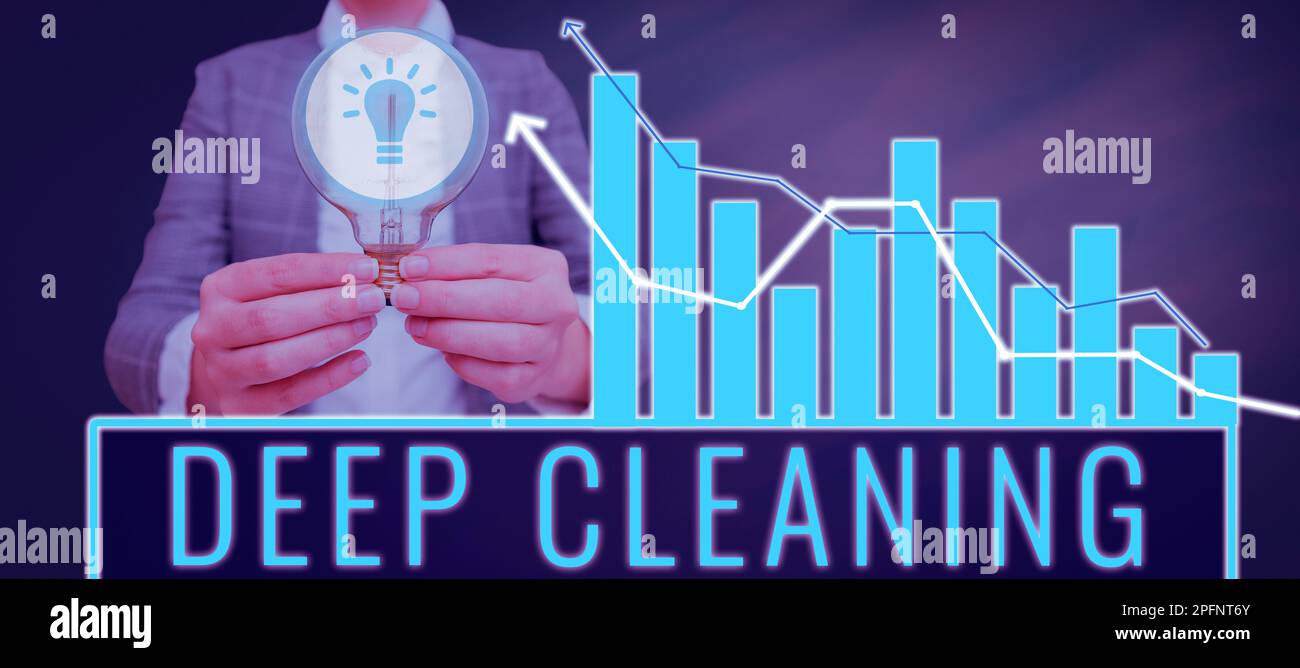 Hand writing sign Deep Cleaning. Internet Concept an act of thoroughly ...