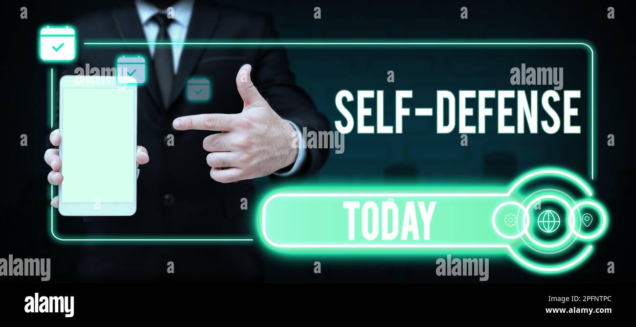 Inspiration showing sign Self Defense. Business approach the act of ...