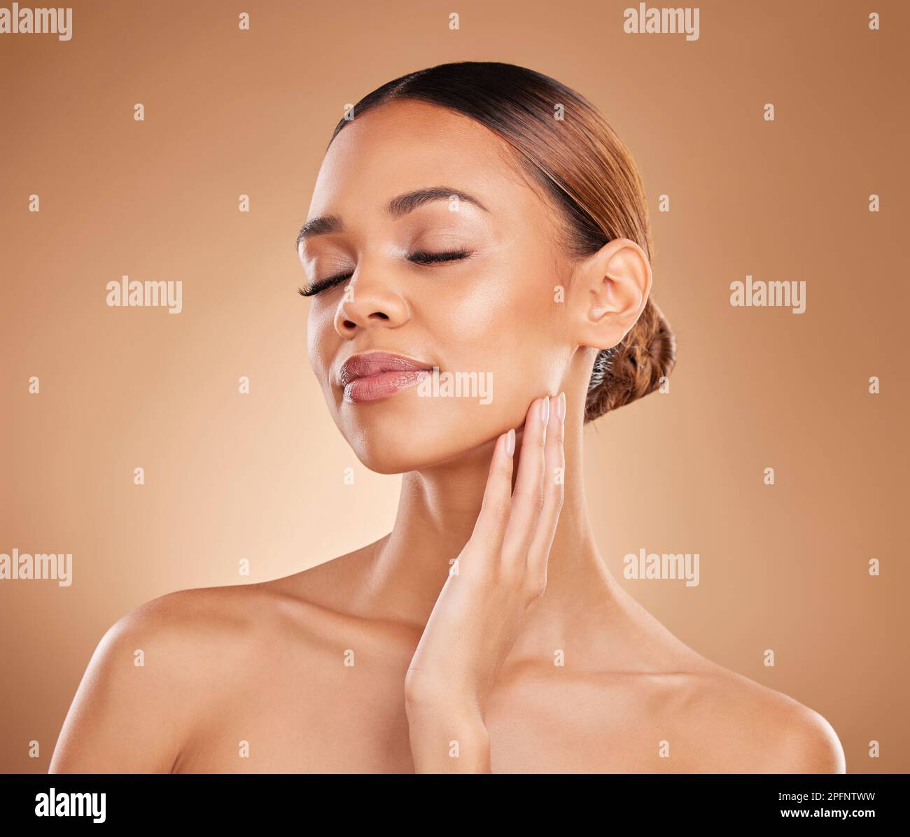 Skincare, beauty and relax woman with soft skin from facial and ...