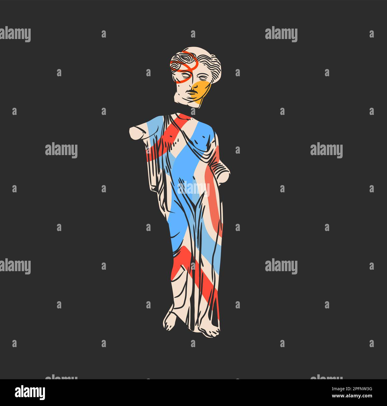 Hand drawn vector abstract outline,graphic,contemporary art greek ...