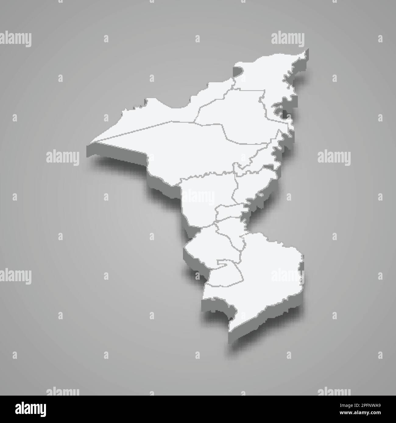 3d isometric map of Cortes is a province of Honduras isolated with ...