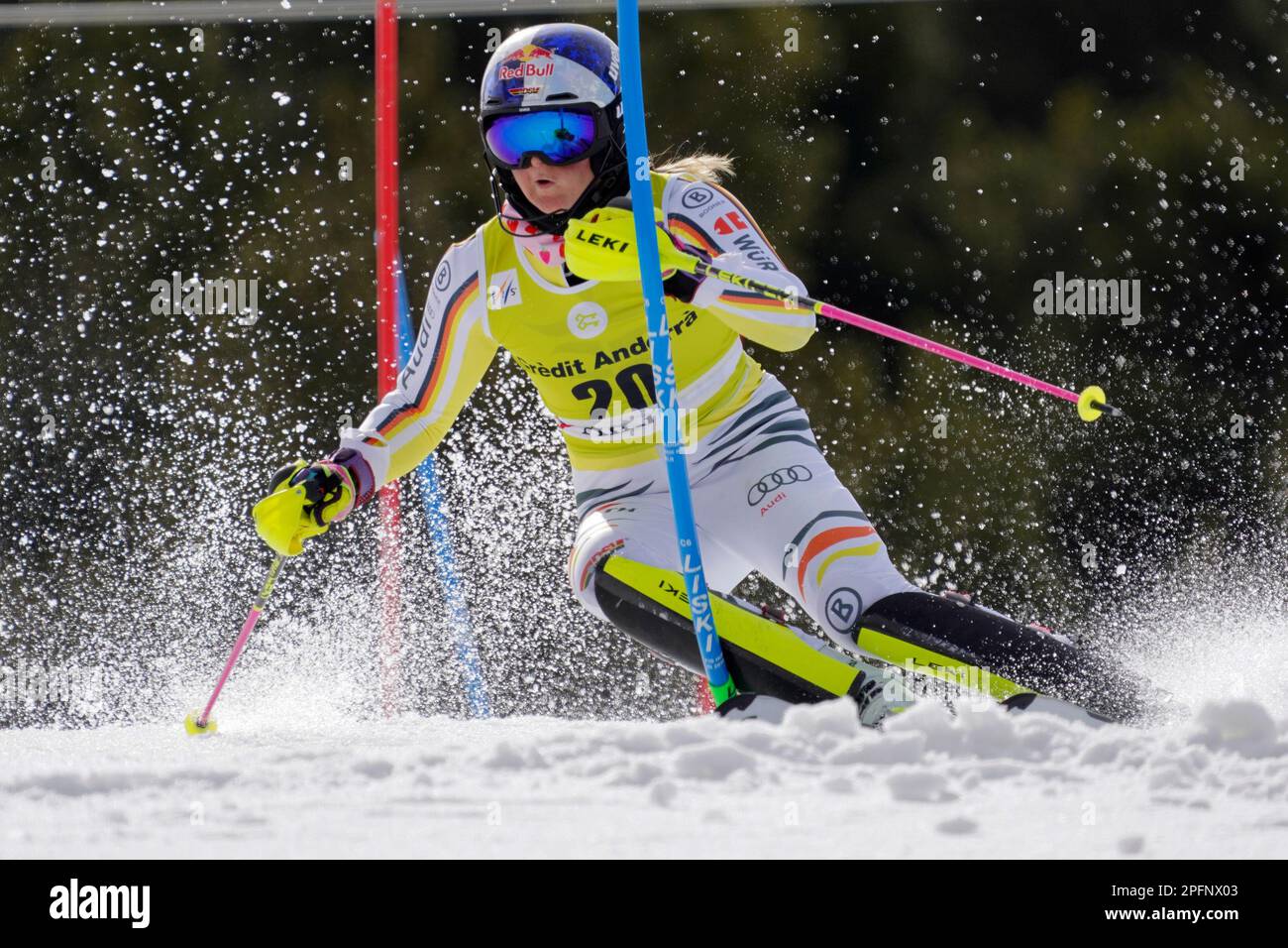 Germany's Emma Aicher competes in an alpine ski, women's World Cup ...