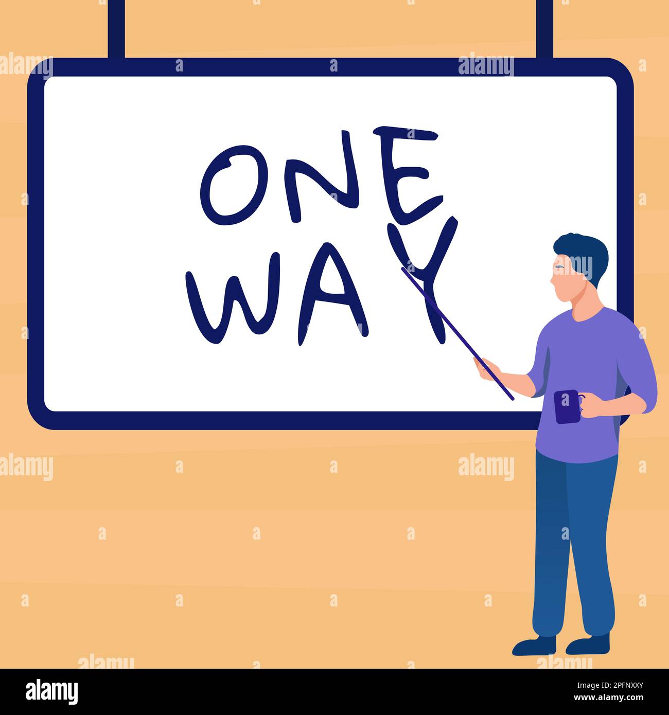 Hand writing sign One Way. Internet Concept Only direction Street sign ...