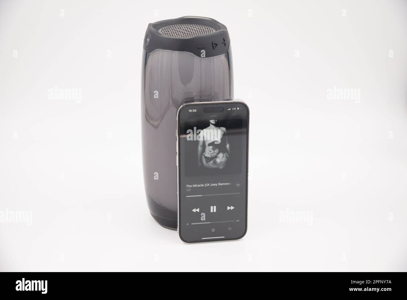 Riga, Latvia - March 15, 2023: Sample music player app on mobile phone ...