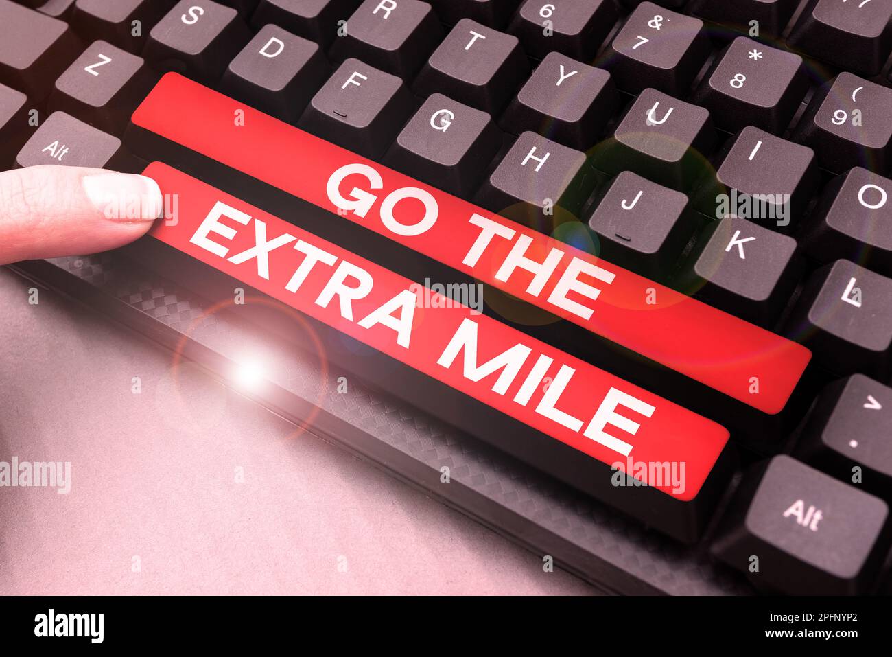 Text sign showing Go The Extra Mile. Business approach advising person ...