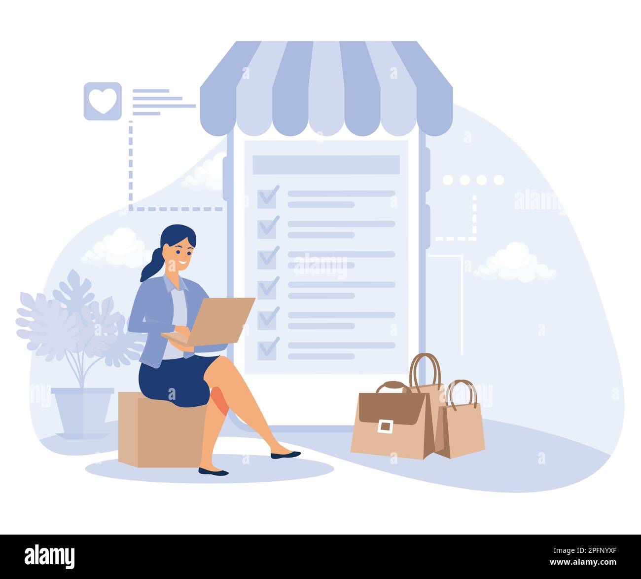 Online retailer concept, Online shopping wishlist, flat vector modern ...