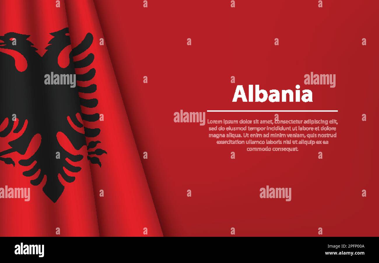 Wave flag of Albania with copyspace background. Banner or ribbon vector ...