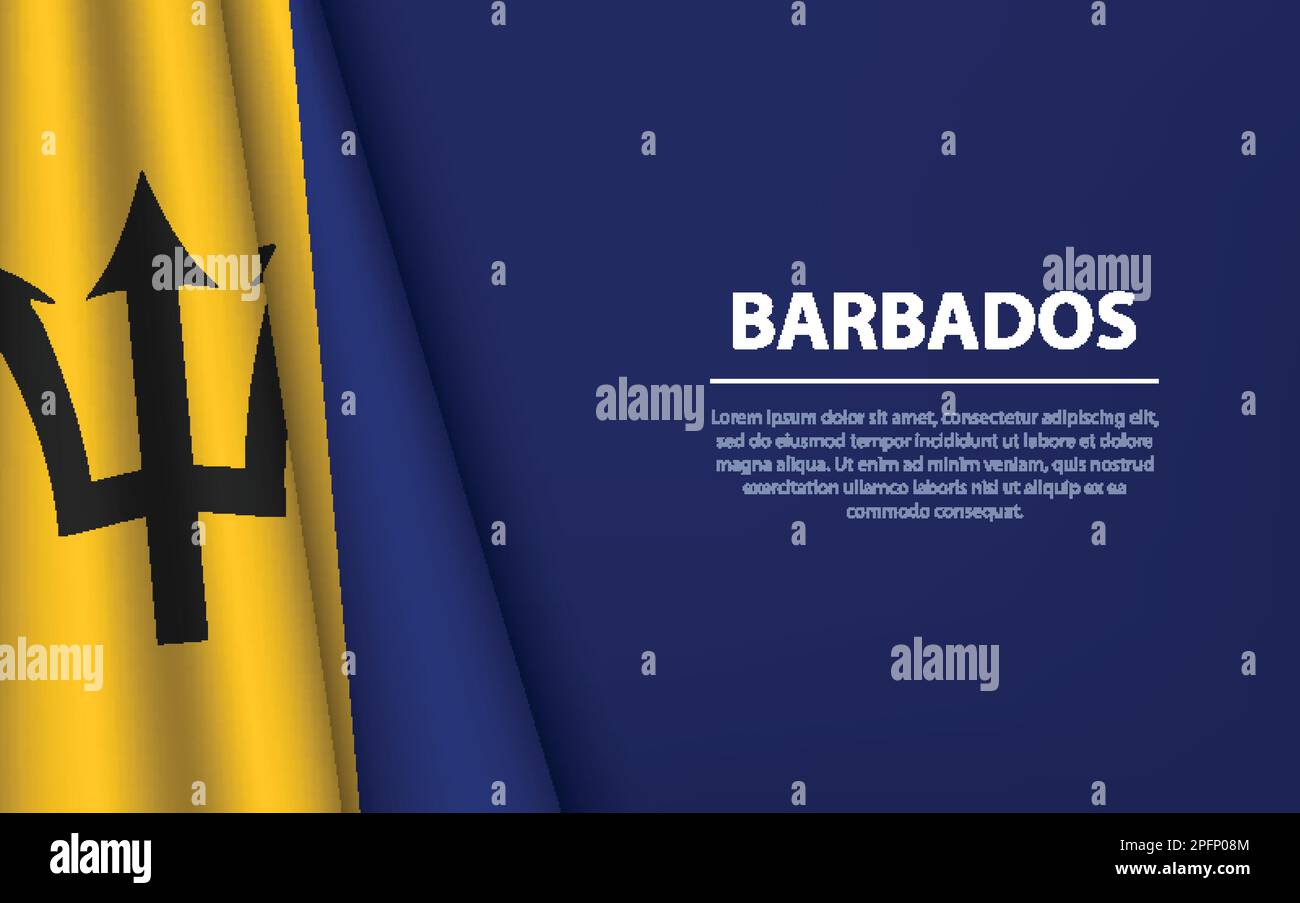 Wave flag of Barbados with copyspace background. Banner or ribbon ...