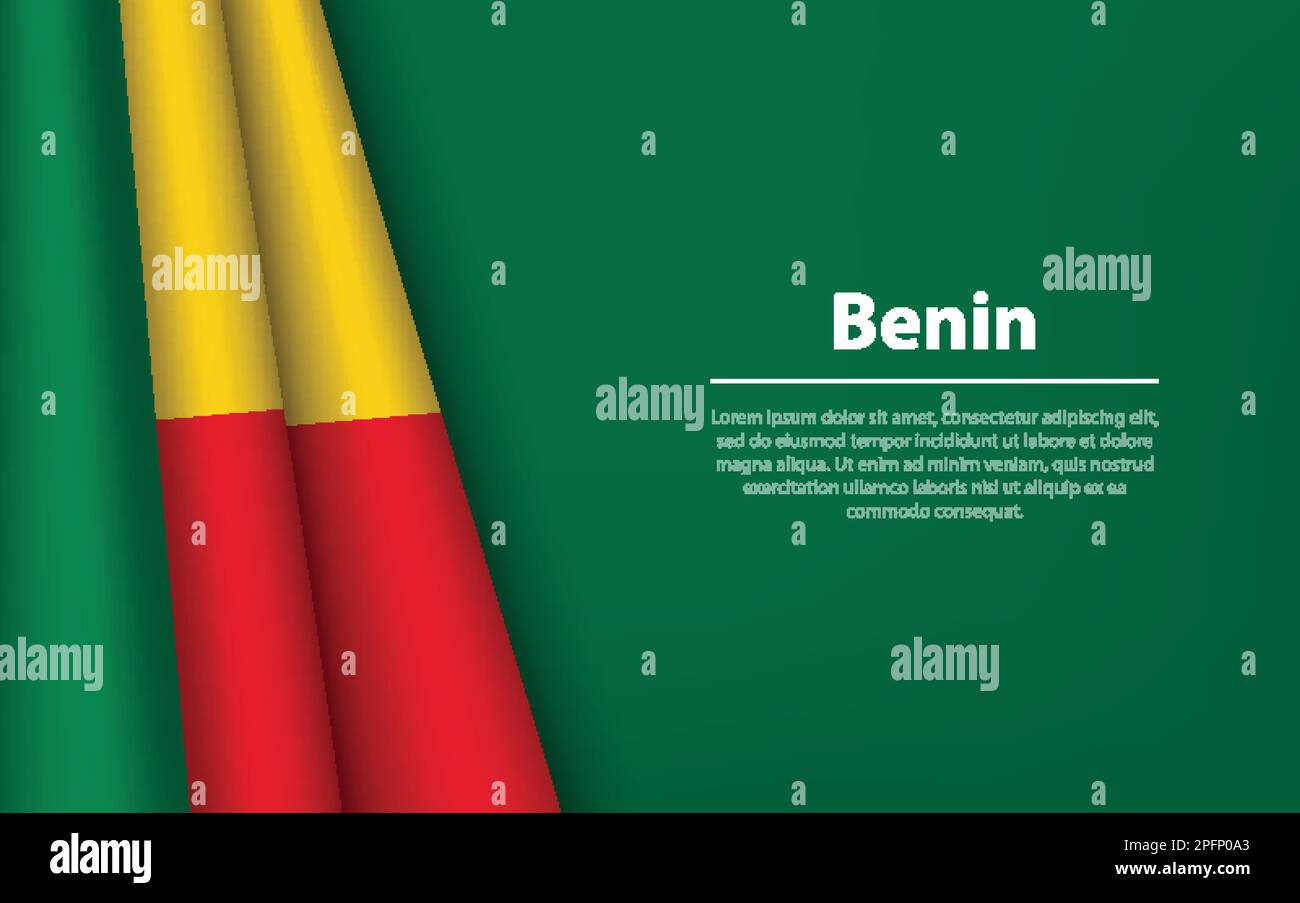 Wave flag of Benin with copyspace background. Banner or ribbon vector ...
