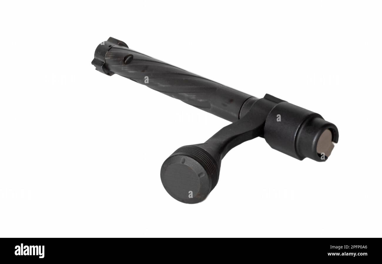 Black bolt from a bolt action rifle isolated on white Stock Photo - Alamy