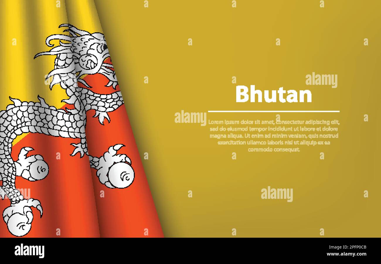 Wave flag of Bhutan with copyspace background. Banner or ribbon vector ...
