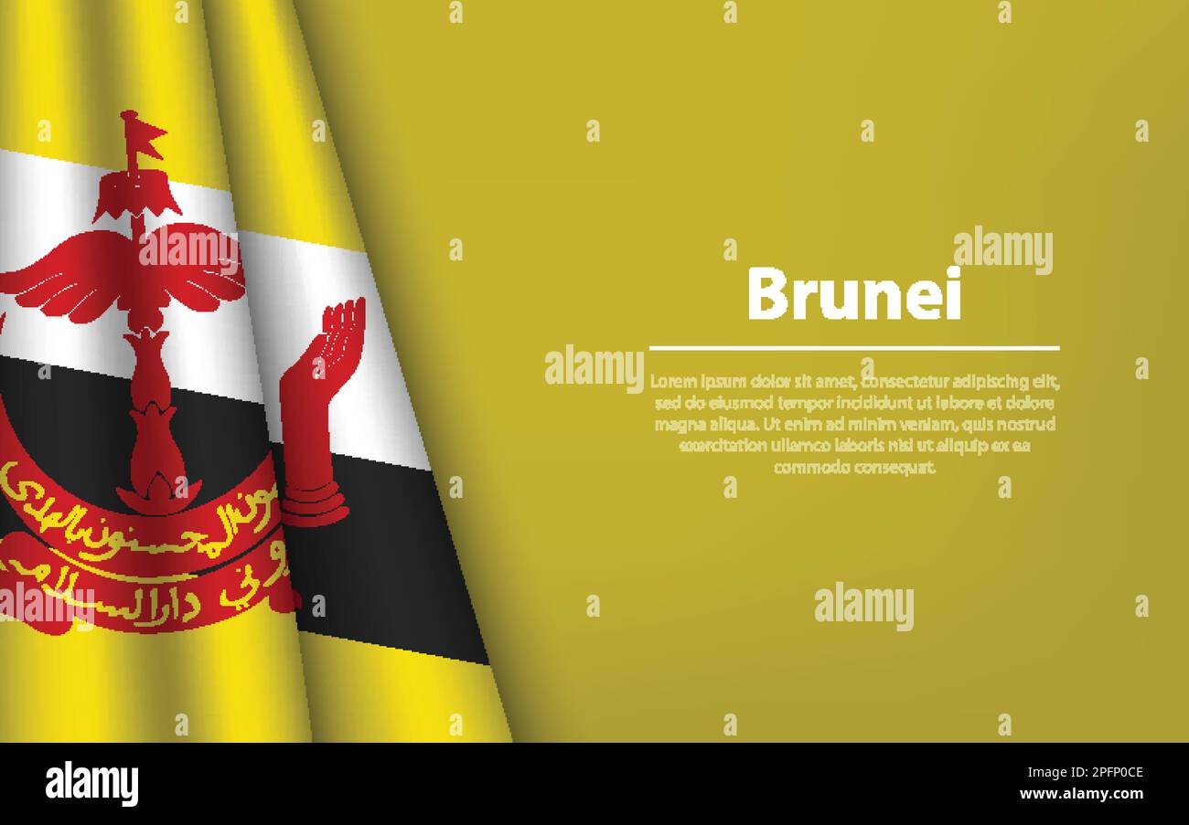 Wave flag of Brunei with copyspace background. Banner or ribbon vector ...