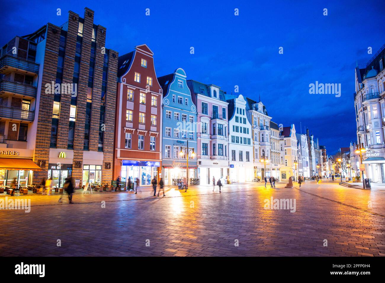 Rostock, Germany. 13th Mar, 2023. View in the so-called blue hour from ...