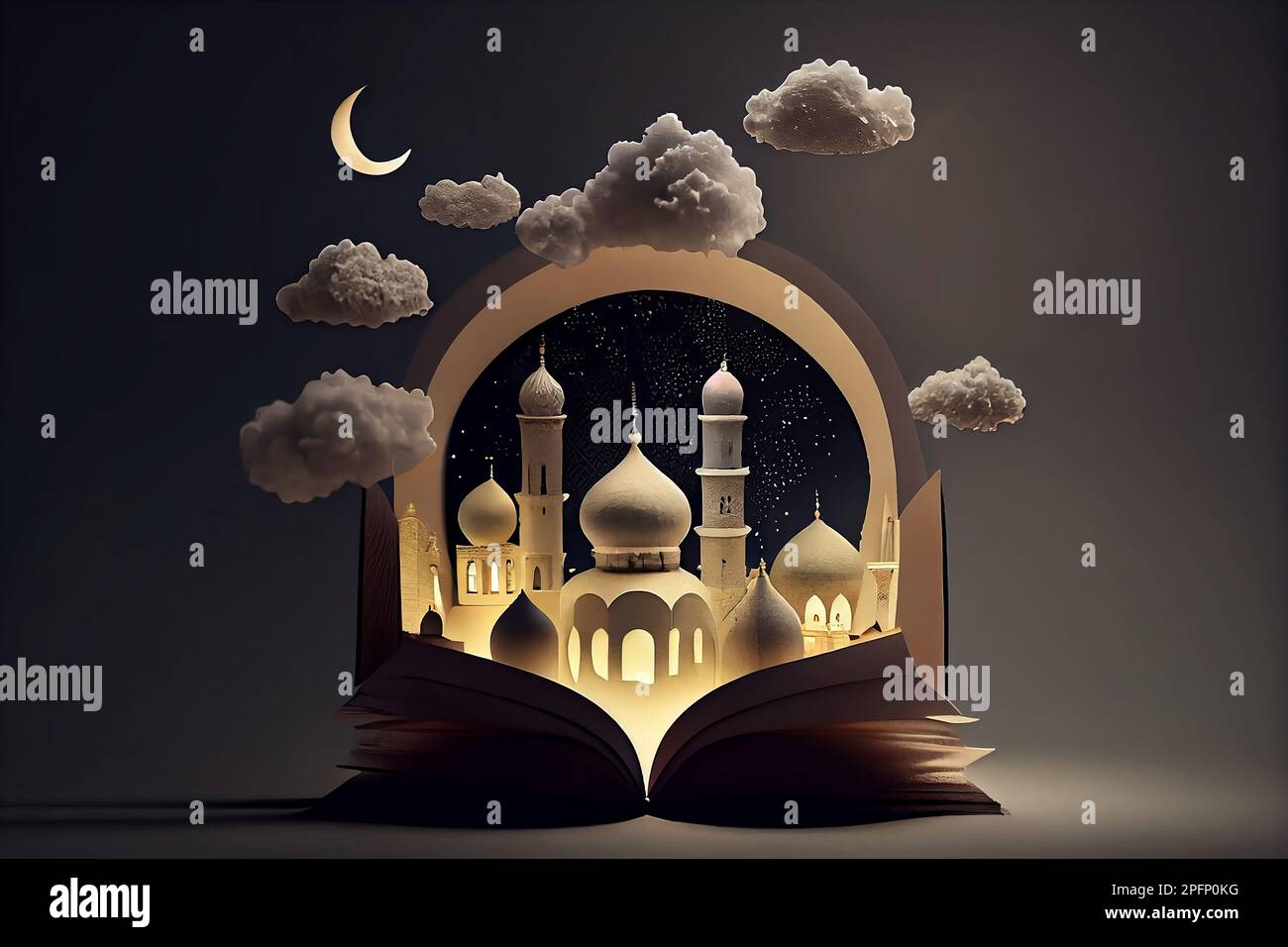 Creative Islamic holiday story template. Dessert scenery displayed on ...