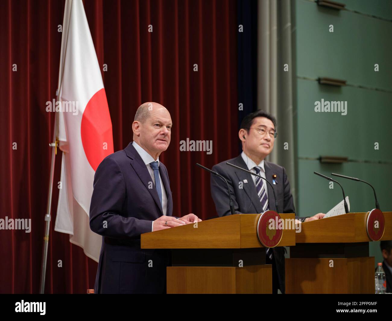 German Chancellor Olaf Scholz, left, and Japan's Prime Minister Fumio ...