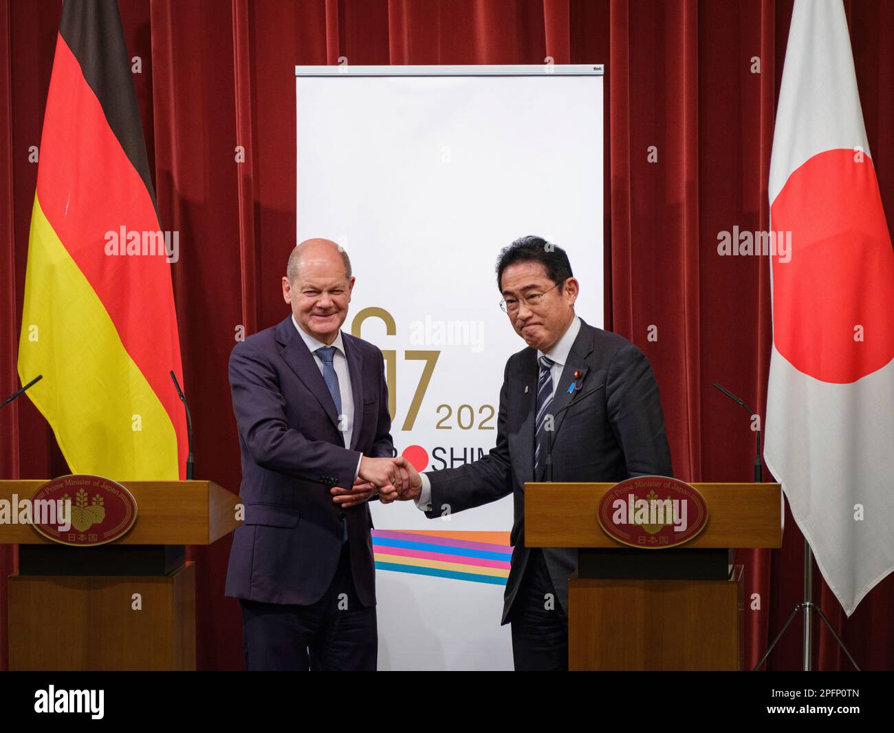 German Chancellor Olaf Scholz, left, and Japan's Prime Minister Fumio ...