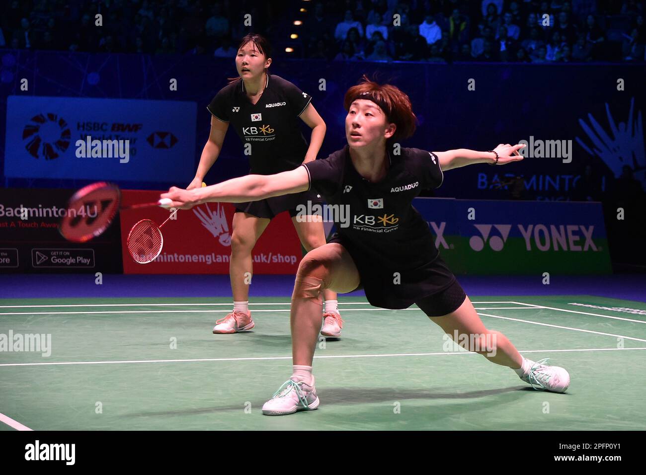 South Korea's Baek Ha-na and Lee So-hee try to return a shot to India's ...