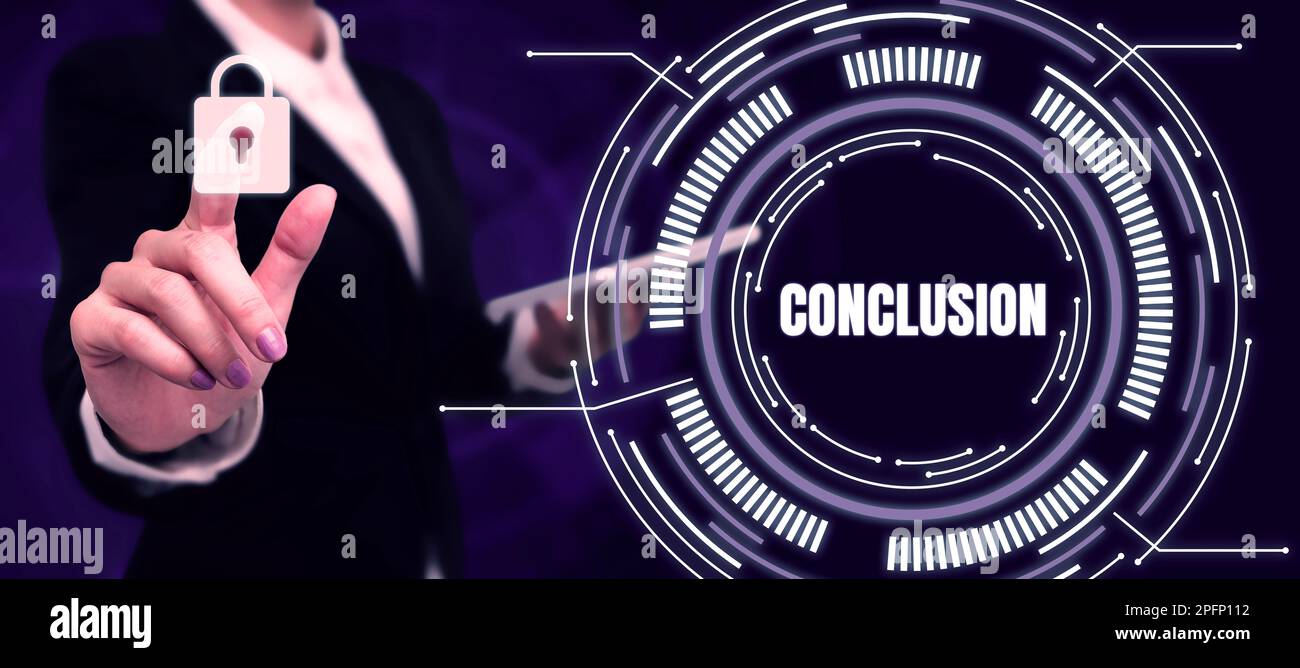 Text caption presenting Conclusion. Word Written on Results analysis ...