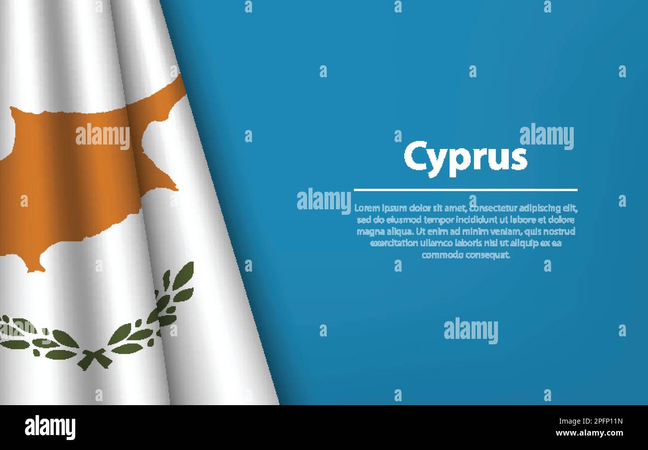 Wave flag of Cyprus with copyspace background. Banner or ribbon vector ...
