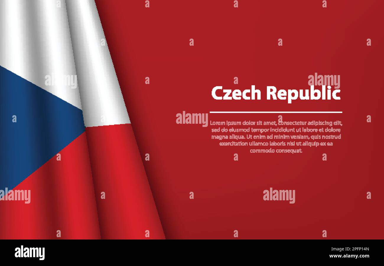 Wave flag of Czech Republic with copyspace background. Banner or ribbon ...