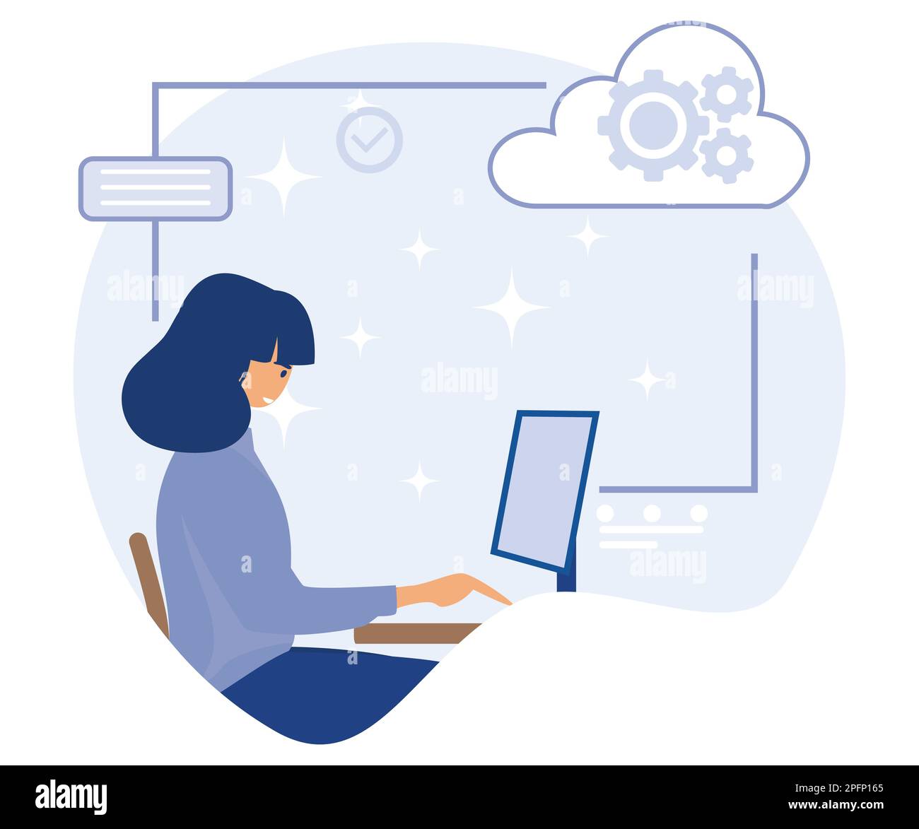 Information management concept, cloud based engine, dashboard service ...