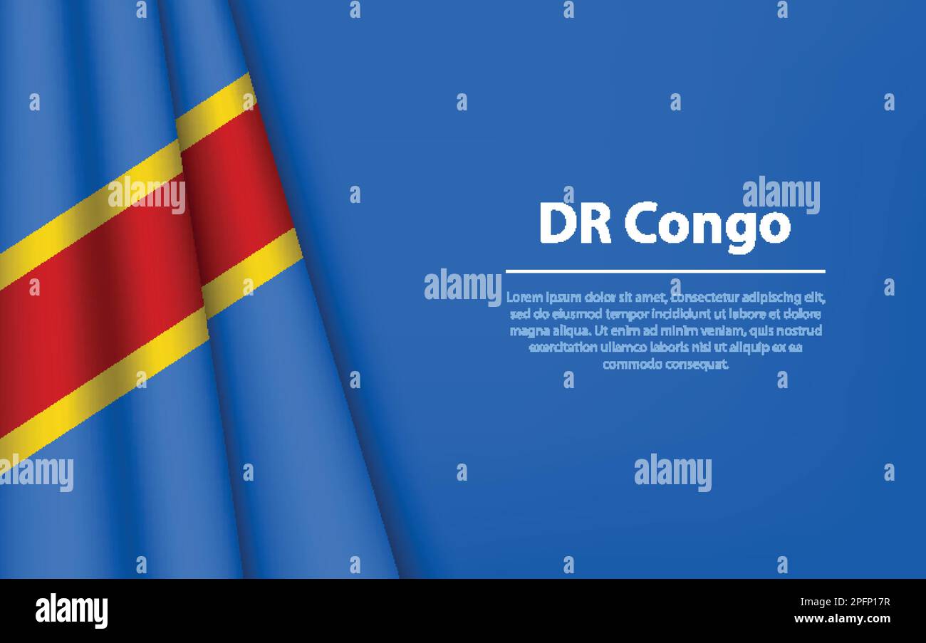 Wave flag of DR Congo with copyspace background. Banner or ribbon ...