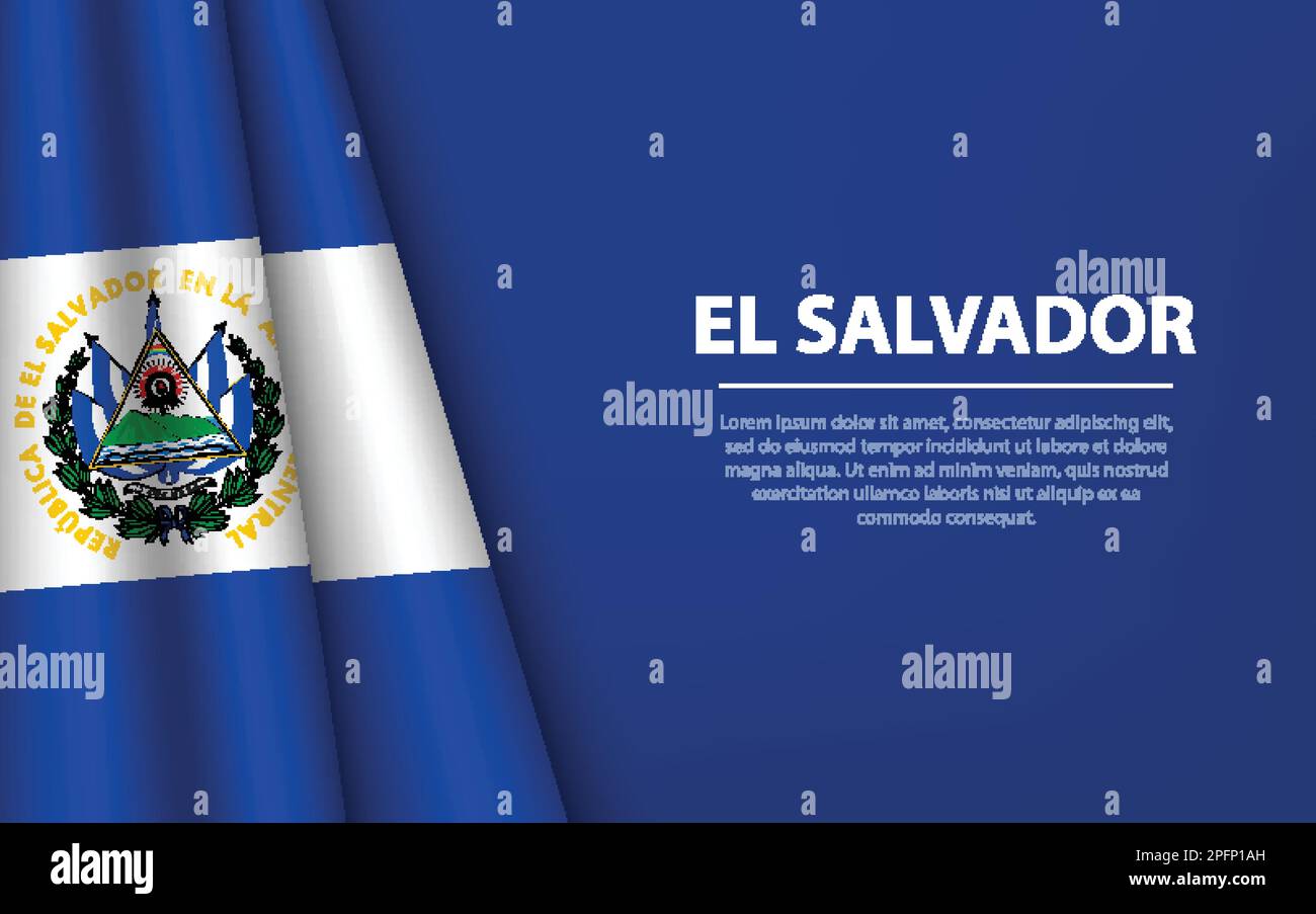 Wave flag of El Salvador with copyspace background. Banner or ribbon ...