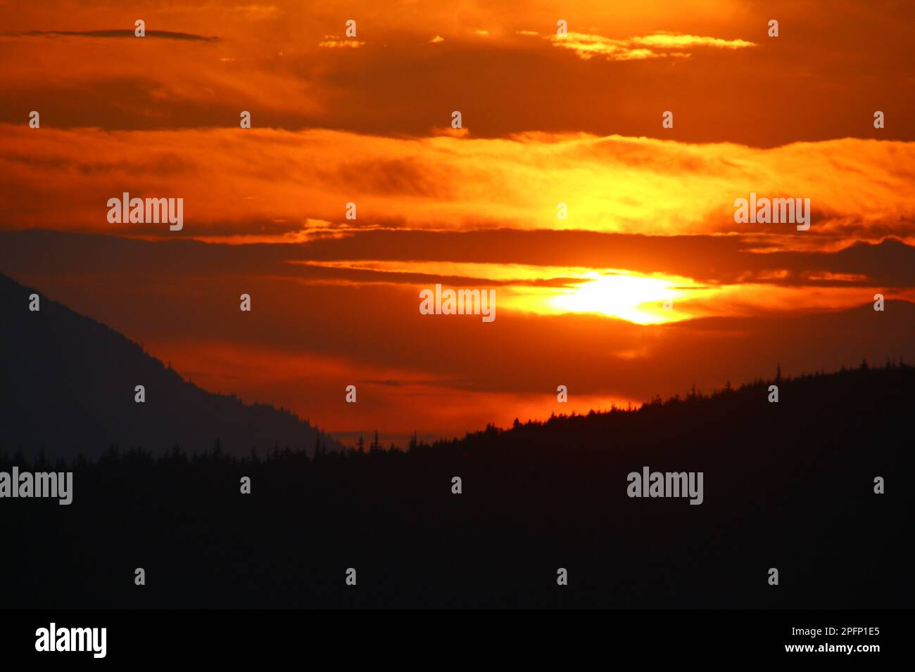 Alaska, sunset in Favorite Channel Stock Photo - Alamy