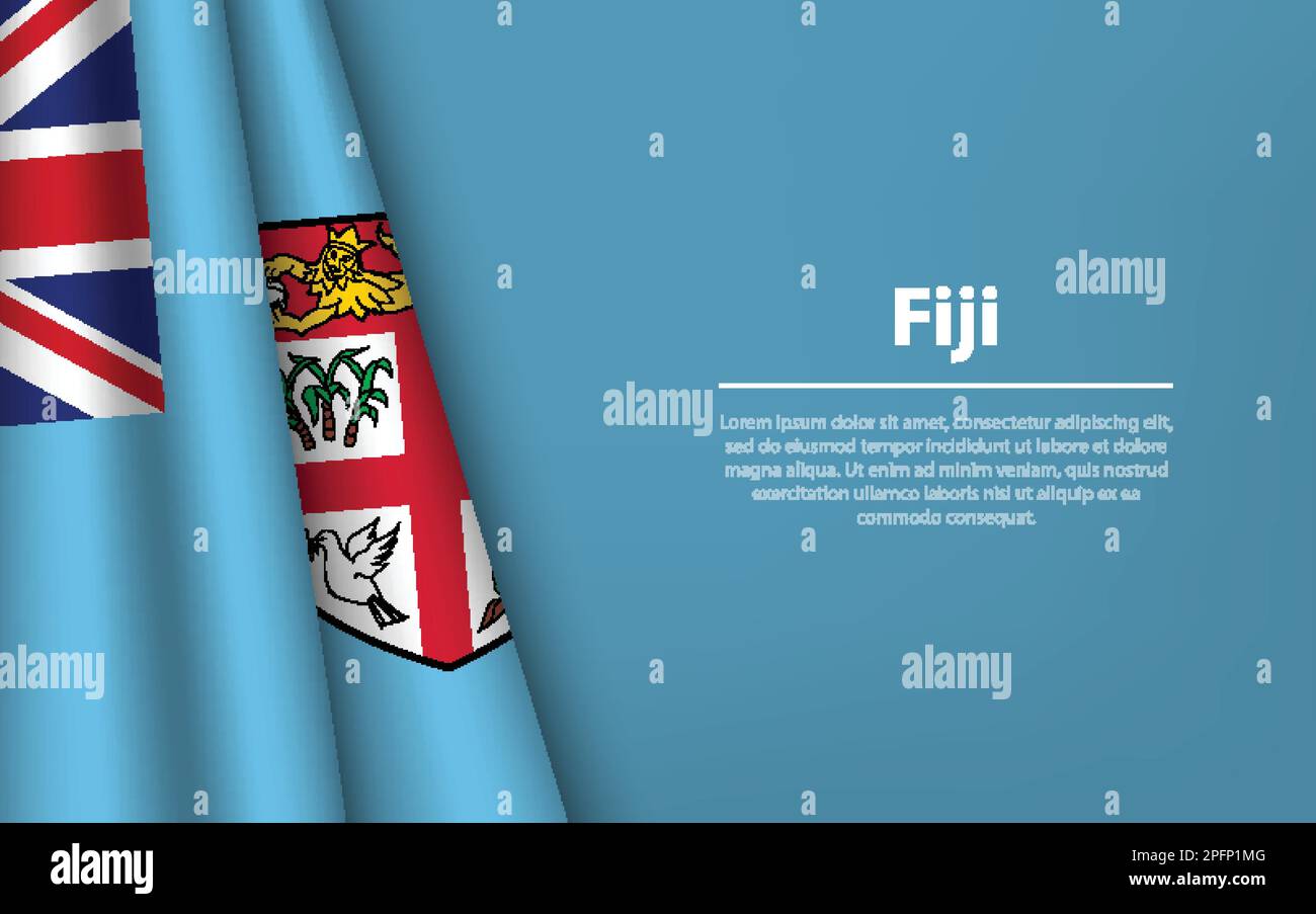 Wave flag of Fiji with copyspace background. Banner or ribbon vector template for independence ...