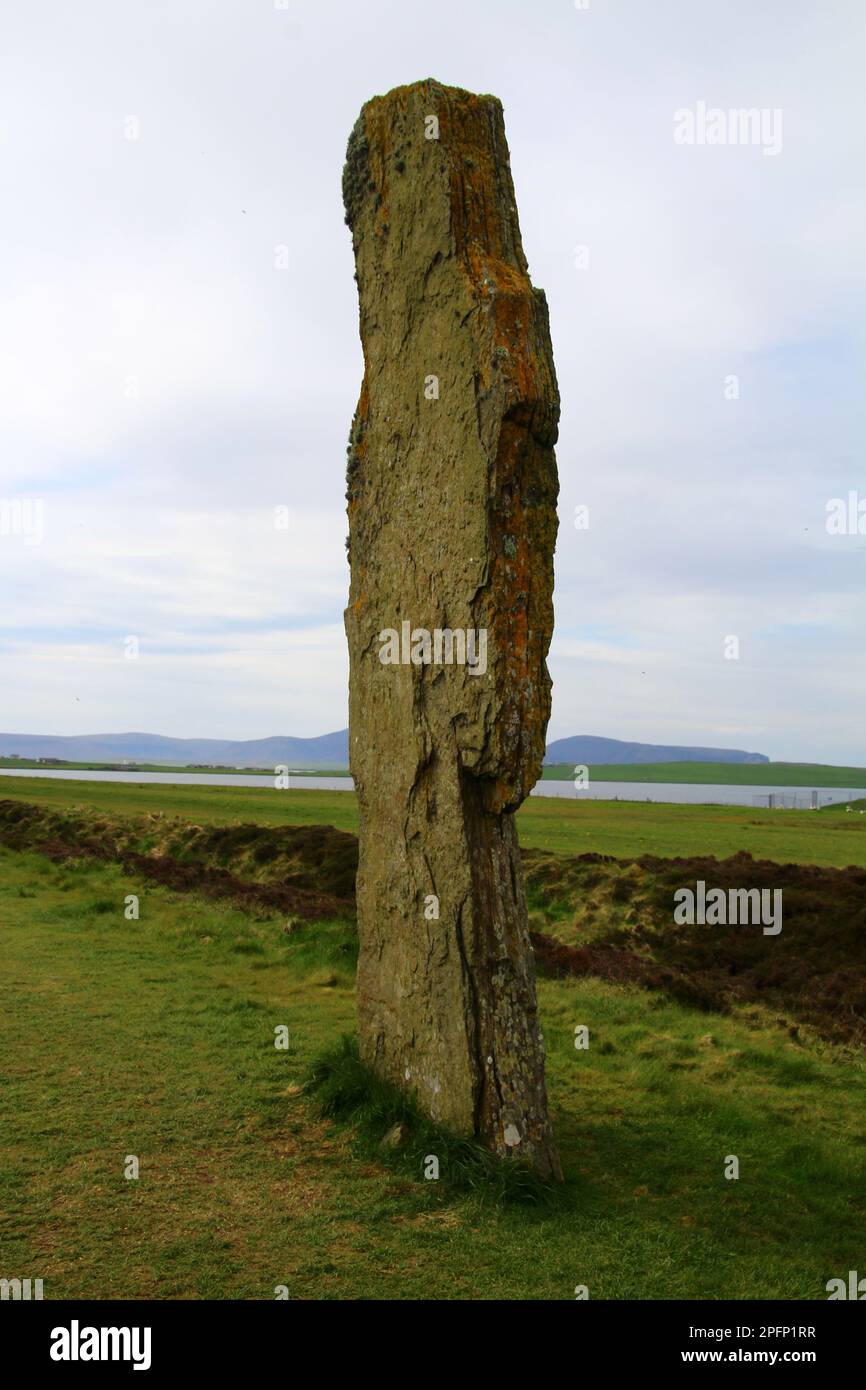 Stone stele Ring of Brodgar Orkney, Mainland, Scotland Stock Photo - Alamy
