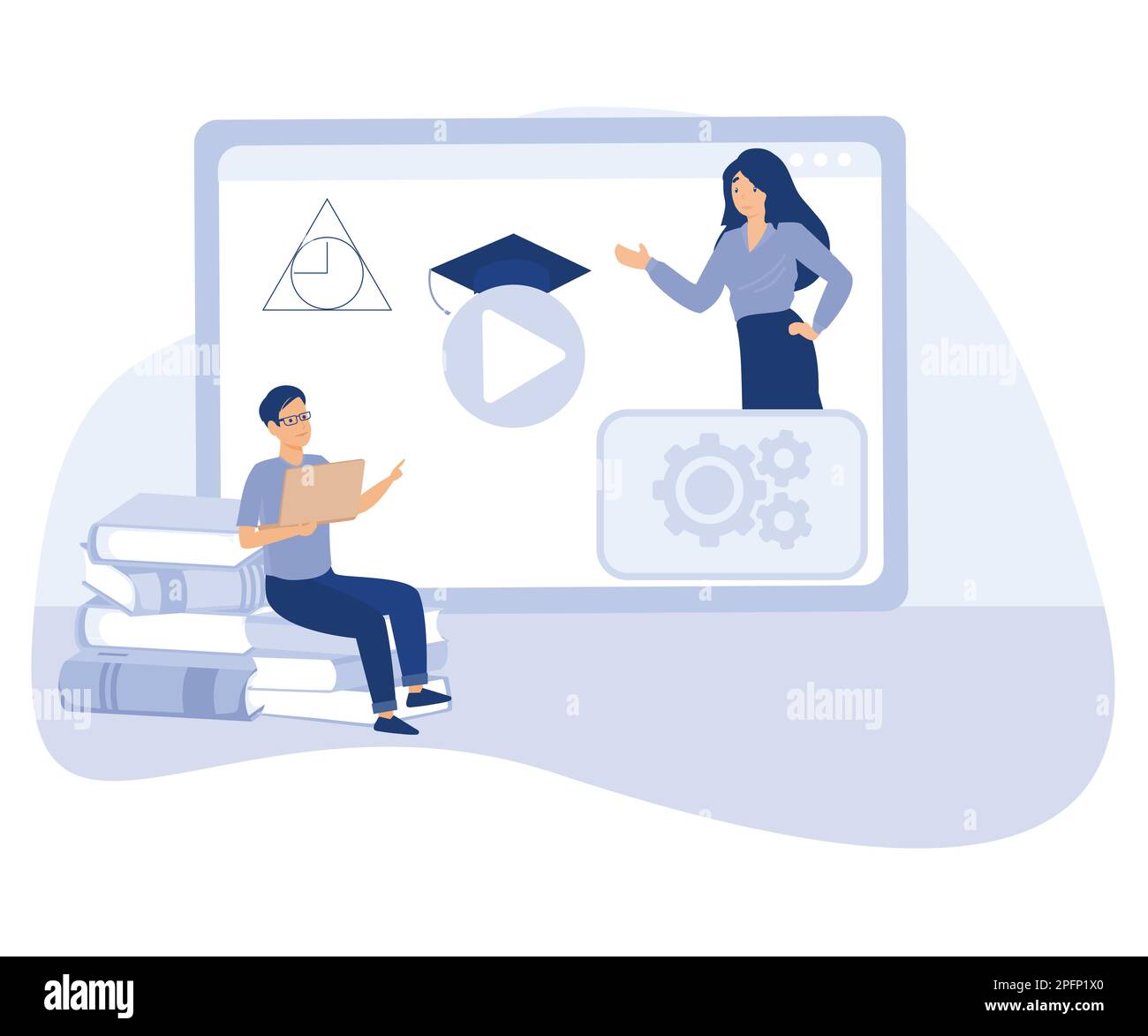 E-learning tools concept, Online courses, E-library, certificate ...