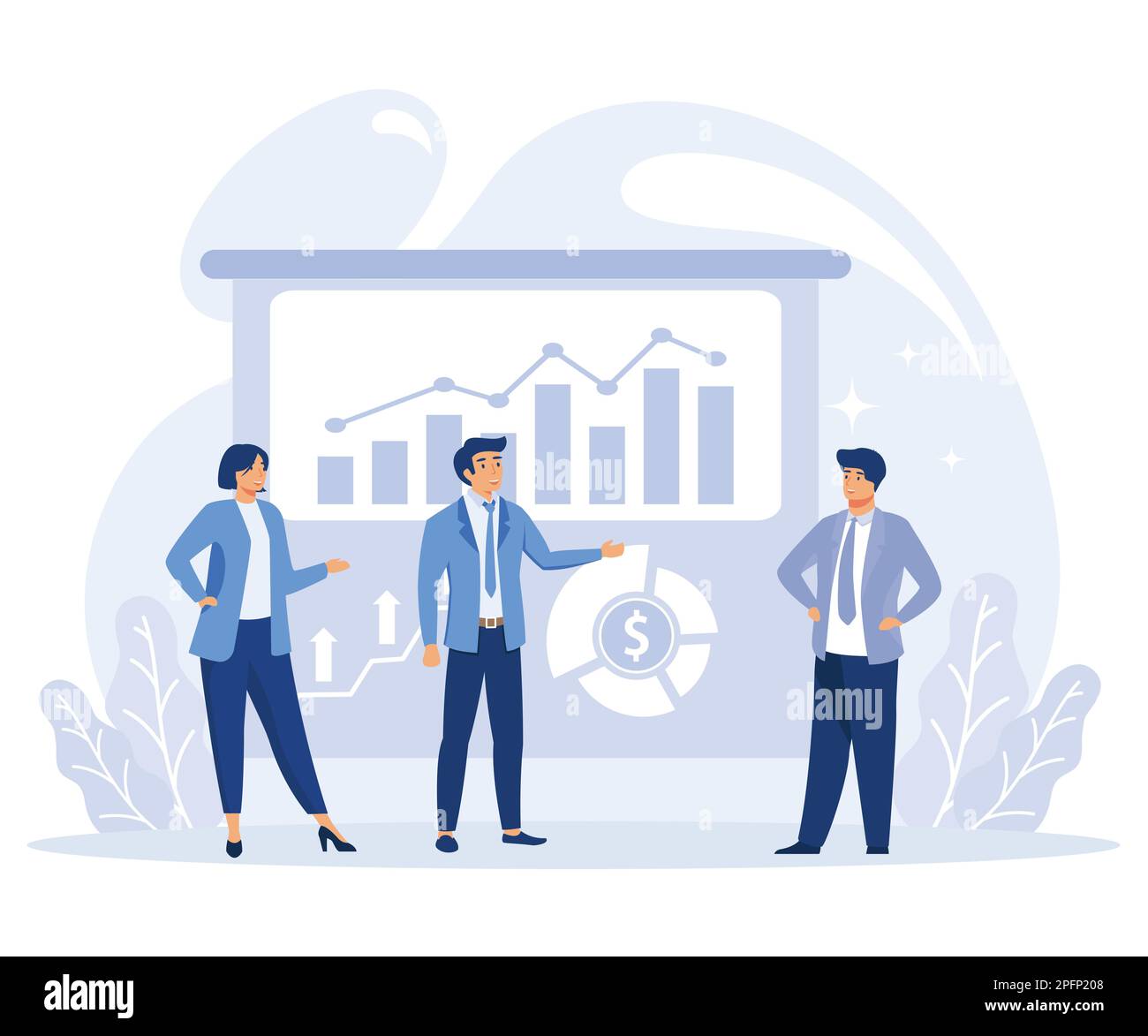 Corporate finance concept, Financial manager make financial report ...