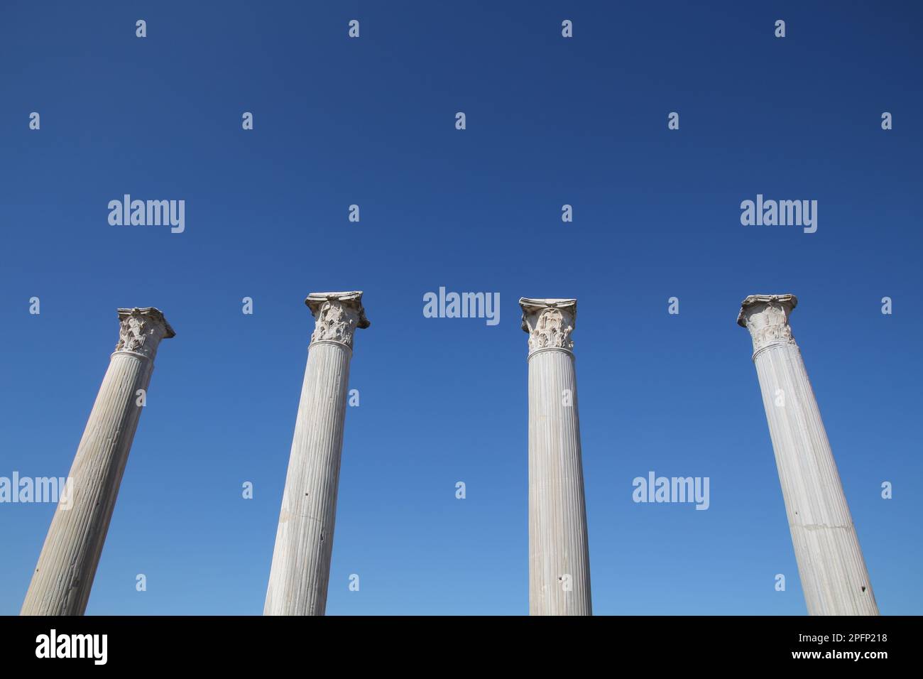 Pillars of the remains of the Agora of Salamis, Northern Cyprus Stock ...