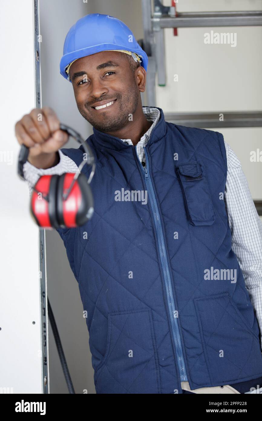Engineer worker ears protection hi-res stock photography and images - Alamy