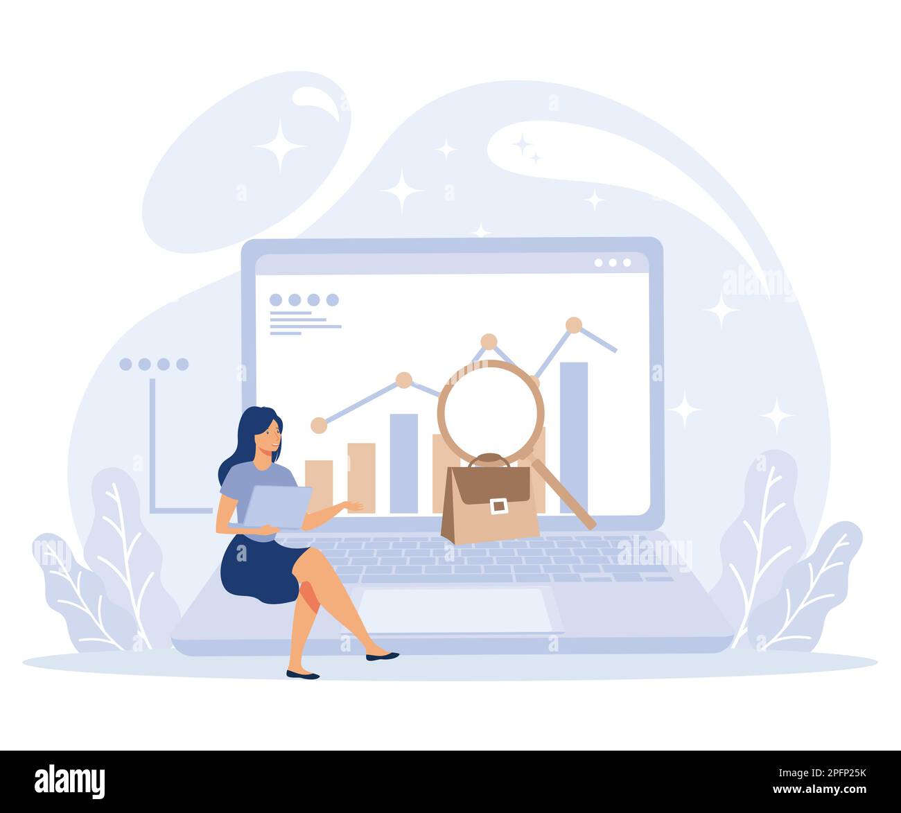 Business growth concept, entrepreneur self-promotion, sales plan, flat ...