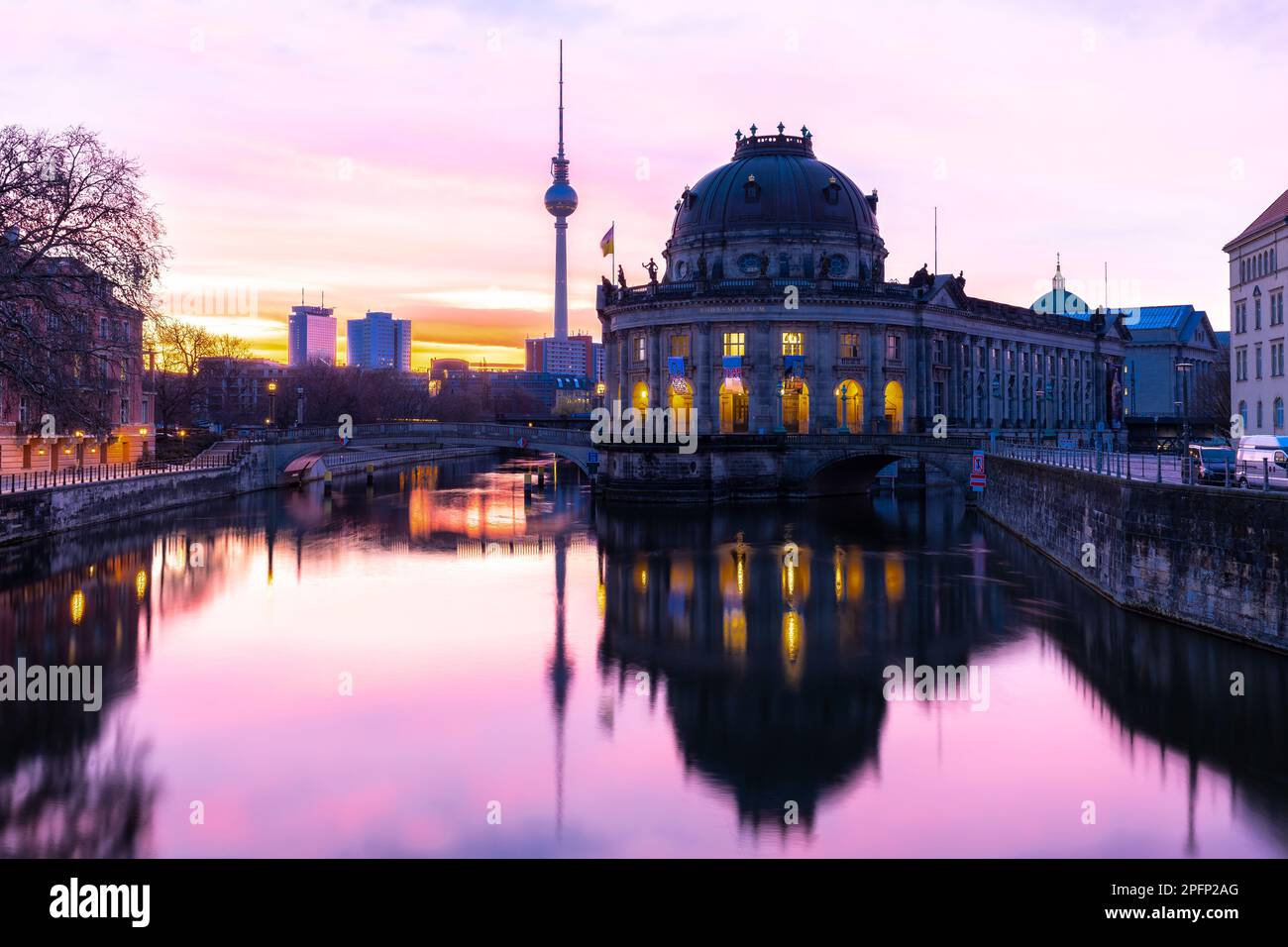 The Museum Island during a colorful sunrise, is a museum complex on the ...