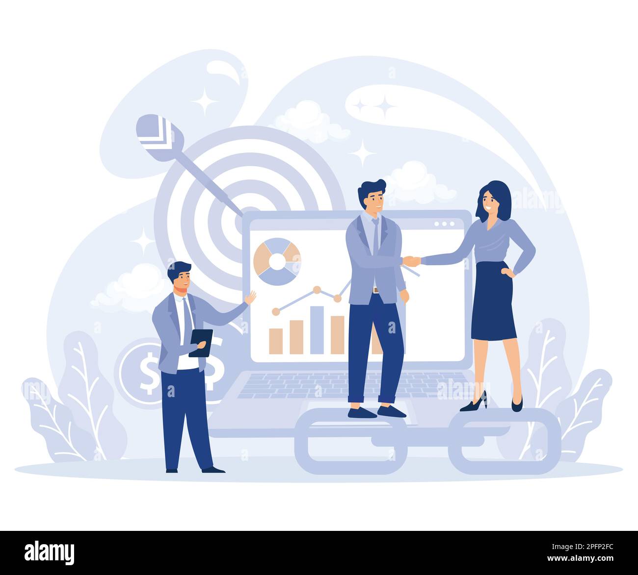 Global marketing strategy concept, Marketing team, macromarketing, flat ...