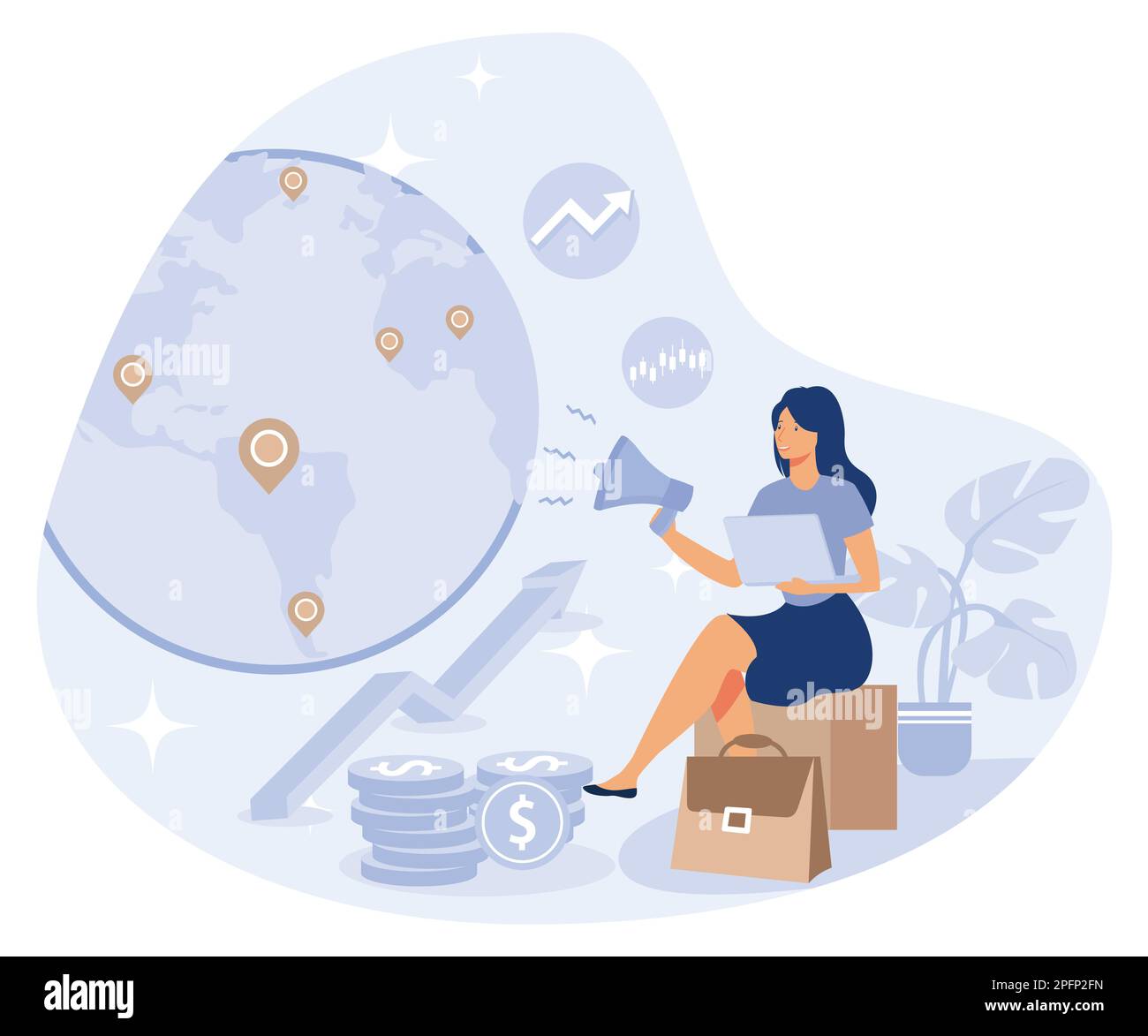 Global marketing strategy concept, internet promotion campaign ...