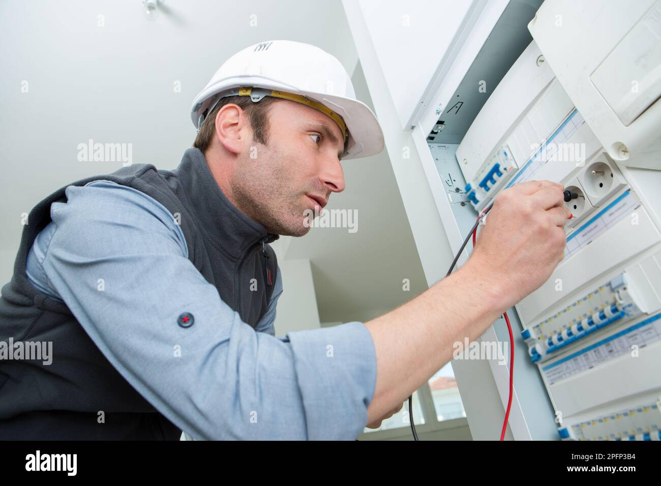 Testing voltage at panel hi-res stock photography and images - Alamy
