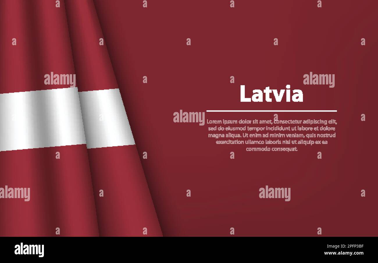 Wave flag of Latvia with copyspace background. Banner or ribbon vector template for independence ...