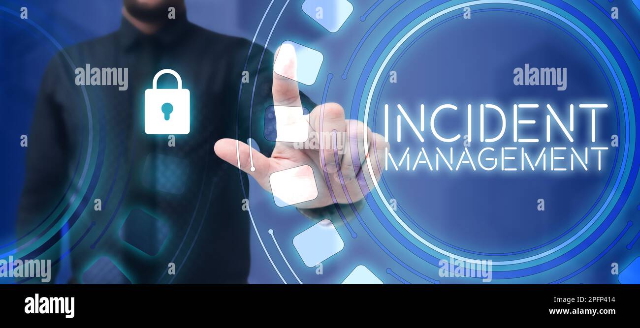 Hand writing sign Incident Management. Business concept Process to ...