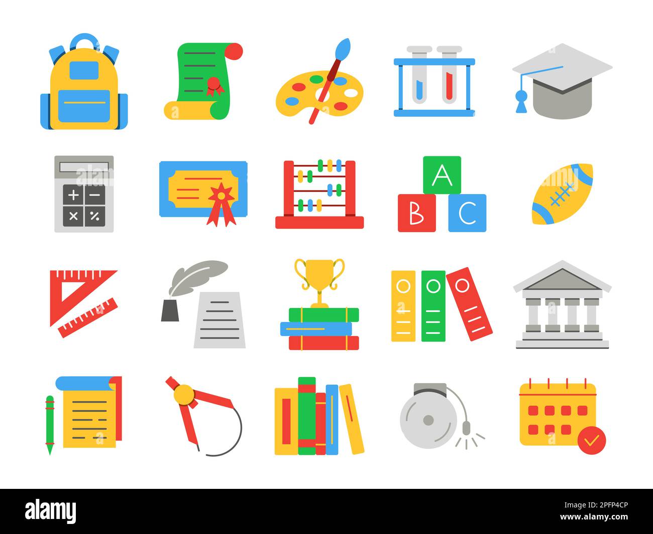 Back to school. Fun children icons. Kids football ball. Book and paper ...