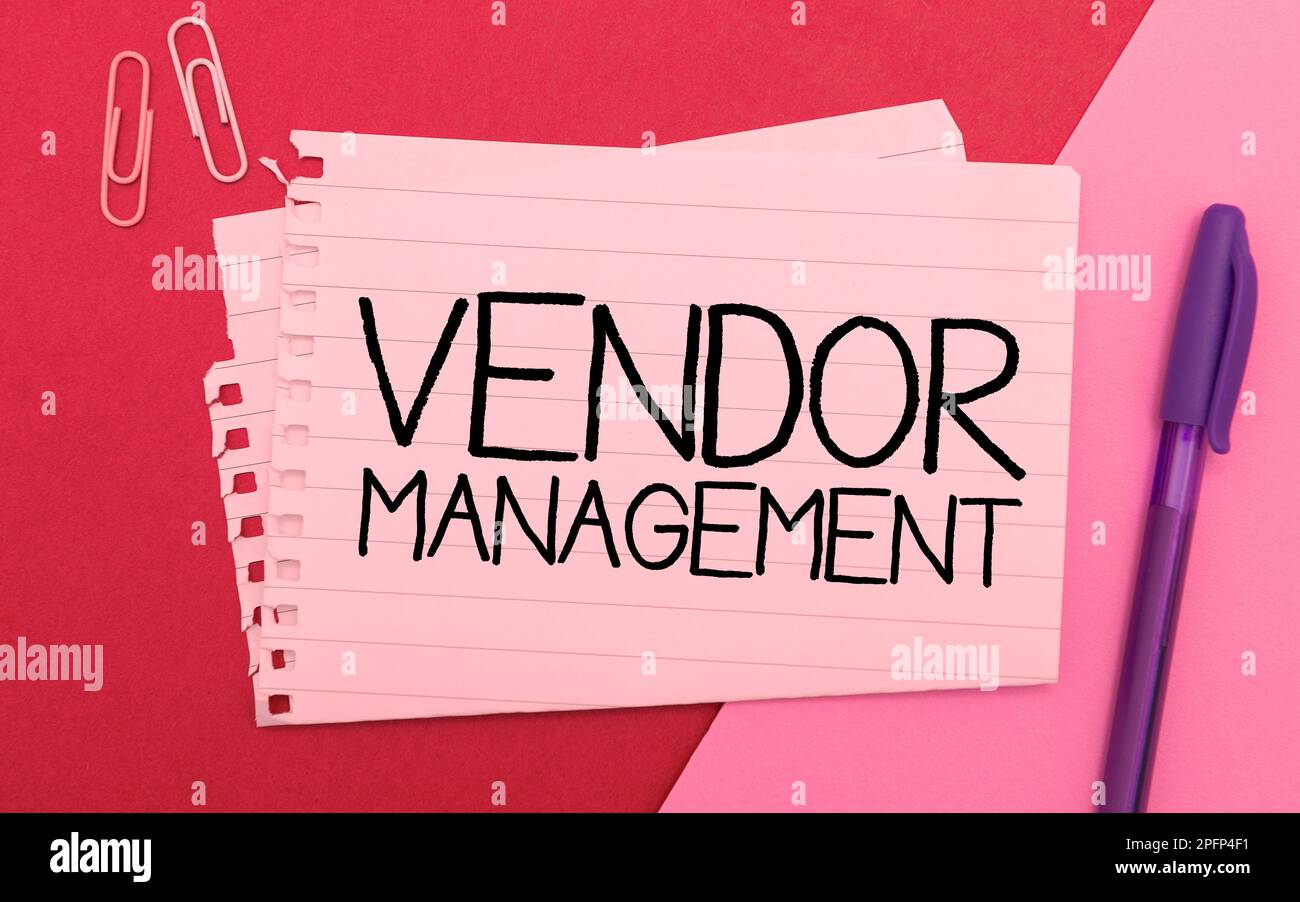 Conceptual display Vendor Management. Business showcase activities ...